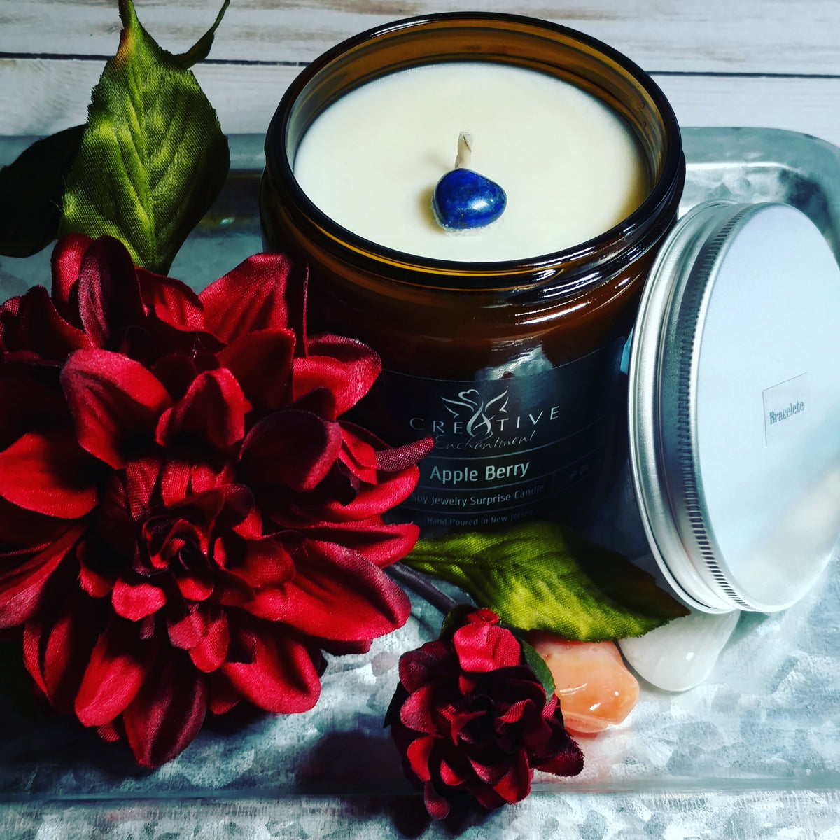 CUSTOM Classics Collection 16 oz Amber Jar Jewelry Surprise Soy Candle ...